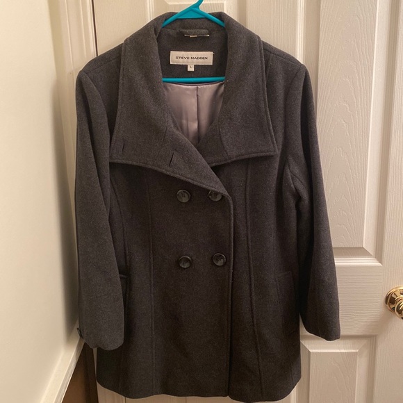 Steve Madden | Jackets & Coats | Steve Madden Wool Dark Grey Pea Coat ...